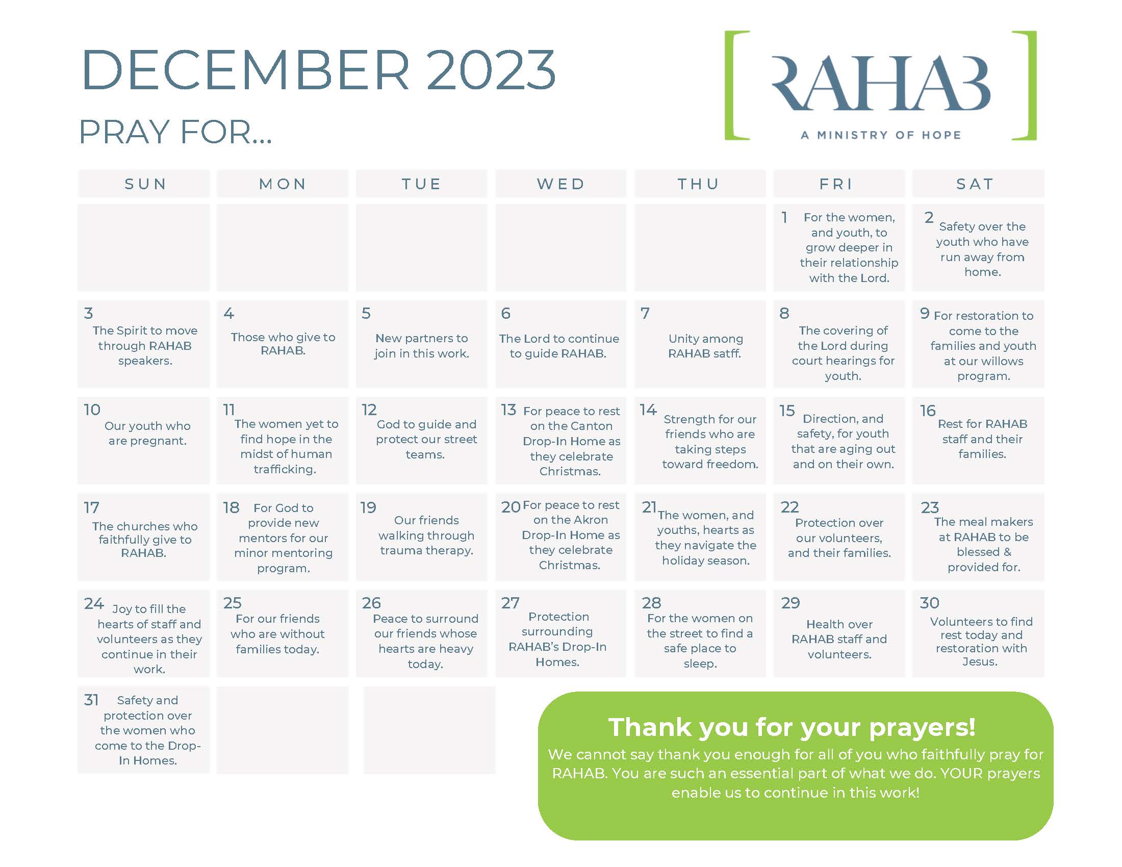 Prayer - RAHAB Ministries