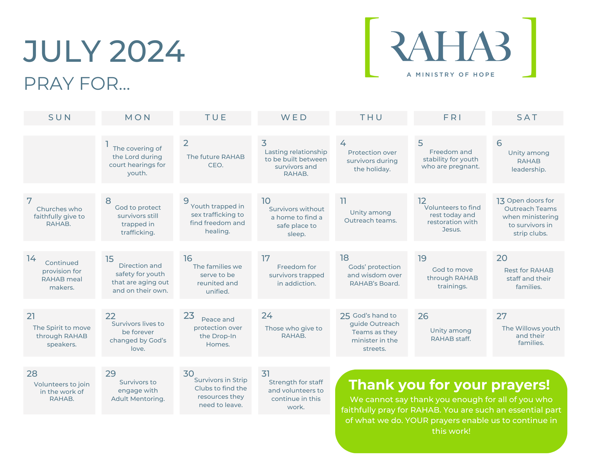 Prayer - RAHAB Ministries